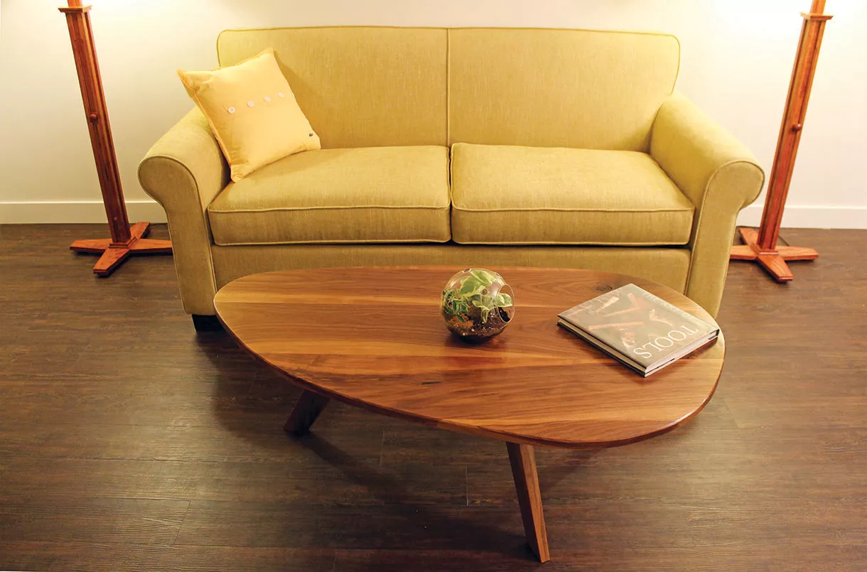 Mid-Century Modern Coffee Table with Sloped Mortise & Tenons