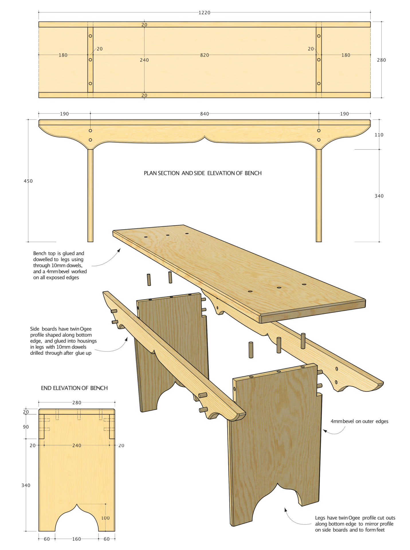 Simple Rustic Five-Board Bench: Easy DIY Furniture Guide