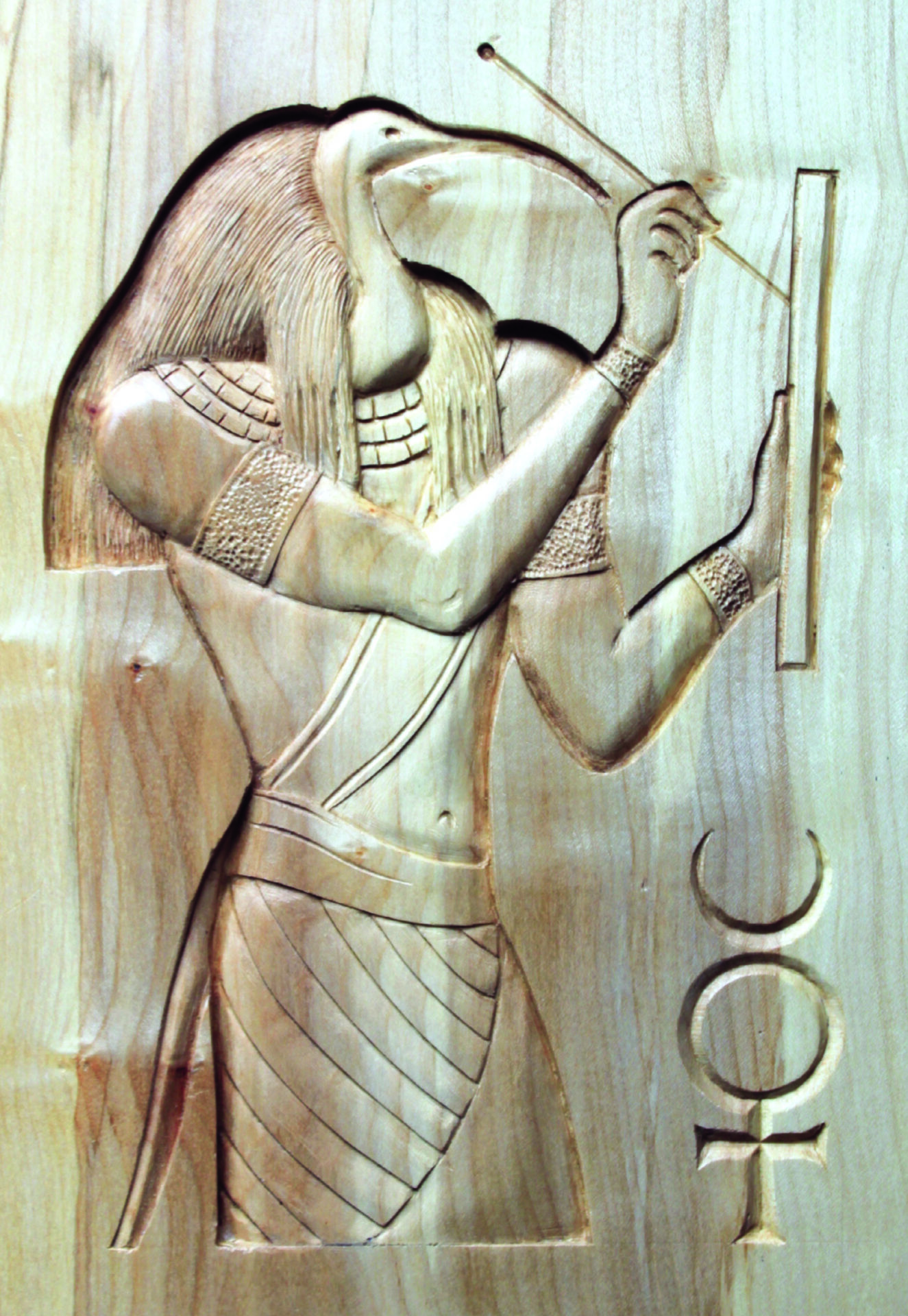 Mark Gough Crafts Thoth Relief in Spalted Sycamore
