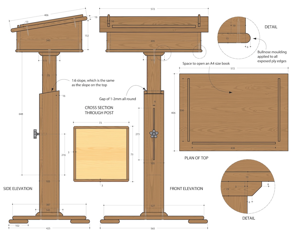 Easily Adjustable Lectern by Michael T Collins - Custom Design
